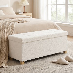 LEDREM Storage Ottoman Bench with Legs, Folding Storage Chest with Flip ...