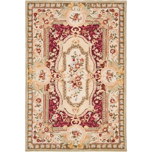 Savonnerie Sav114 Hand Tufted Area Rug - Red/ivory - 4'x6' - Safavieh ...
