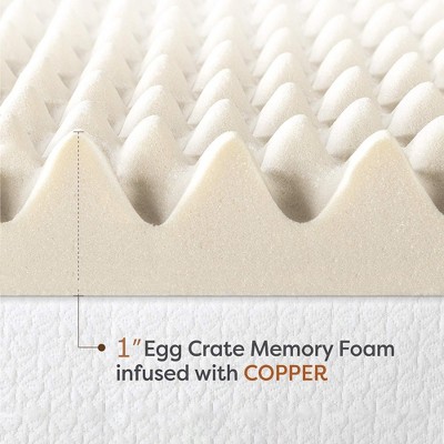 Continental Sleep, 1" Convoluted Copper-infused Memory Foam Mattress ...