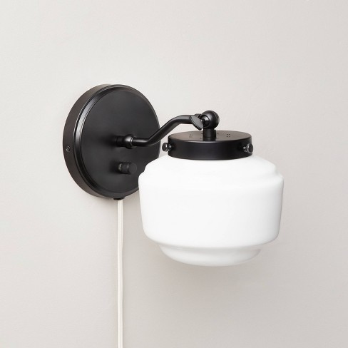 Milk Glass Solid Wall Sconce Black/white - Hearth & Hand™ With Magnolia ...