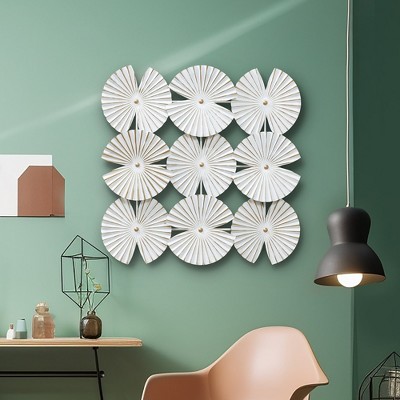 Luxenhome White And Gold Flower Metal Wall Decor : Target