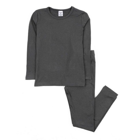 Leveret Kids Two Piece Thermal Pajamas Solid Dark Gray 12 Year : Target