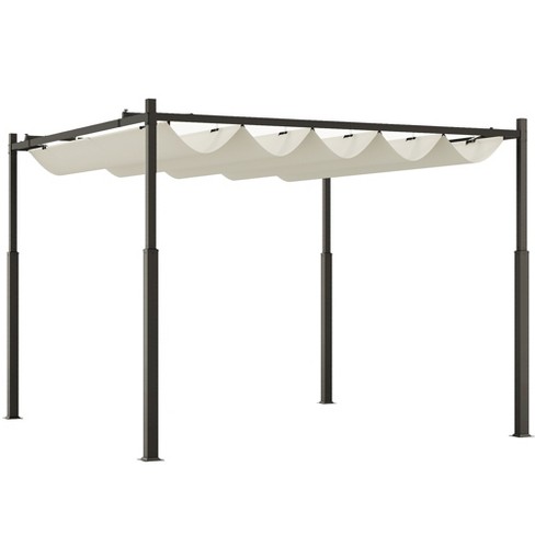 Outsunny 10' X 10' Retractable Pergola With Magnetic Fixture, Upf30+ Patio Pergola, Cream White ...
