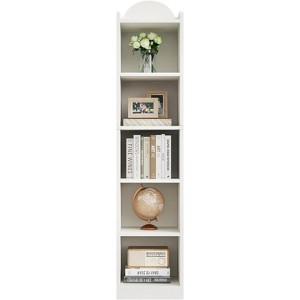 Tribesigns 67" Tall Narrow Bookshelf, Skinny 5 Cube Storage Organizer ...