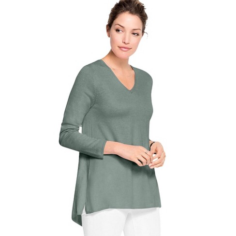 Ellos Women's Plus Size Pleat Back Sweater - 18/20, Grey Spruce : Target