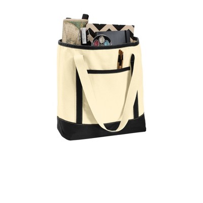 Port Authority Large Cotton Canvas Boat Tote - Natural/ Black : Target
