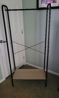 Single Shelf Garment Rack Black Metal With Natural Wood - Brightroom ...