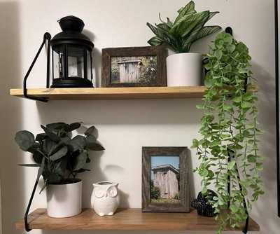 Wood Wall Shelf With Hanging Wire Natural/black - Threshold™ : Target