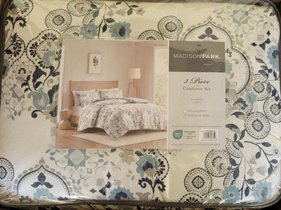 3pc King/california King Elsie Floral Printed Cotton Comforter Set Blue ...
