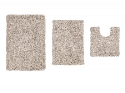 Set Of 3 Fantasia Bath Rug Collection Ivory Cotton Shaggy Pattern ...