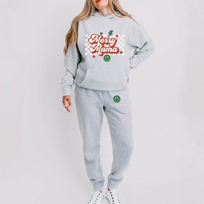 Simply Sage Market Women's Merry Mama Checkered Sweatpants And Hoodie ...