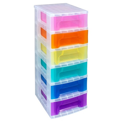 Really Useful Box Slimline 3.5 Litre Storage Tower Transparent Rainbow ...
