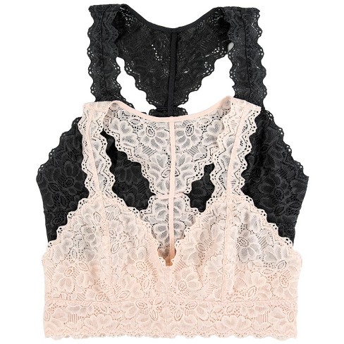 Jezebel By Felina Women's Lace Bralette 2 Pack (rosewater Castlerock ...