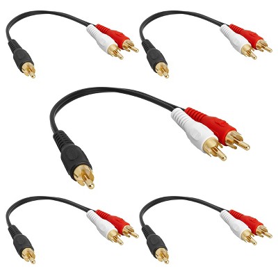 Cmple - [5 PACK] 1 RCA Male to 2 RCA Male Stereo Audio Y-Cable, 2 RCA ...