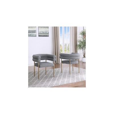 HomeStock 31.1 in H Gray Finish Round Metal Frame Straight Armchair Set ...