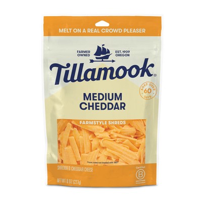 Tillamook Farmstyle Medium Cheddar Shredded Cheese - 8oz : Target