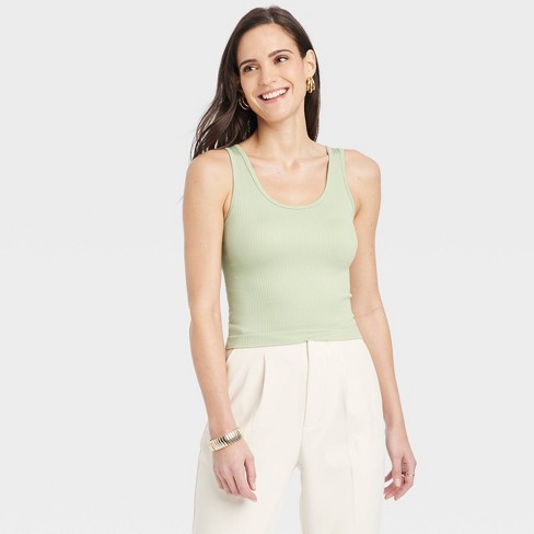 Women's Seamless Slim Fit Tank Top - A New Day™ Light Green Xs : Target