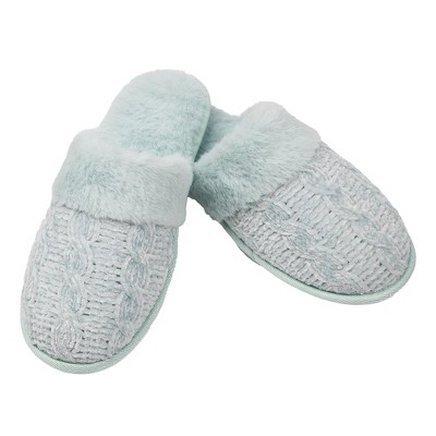 Roxoni Clog Sandals For Women – Fur Trim Slippers – Sweater Knit ...