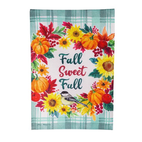 Evergreen Fall Sweet Fall Burlap Garden Flag 12 X 18 Inches Indoor ...