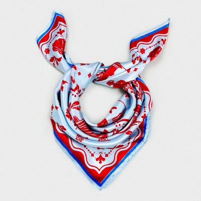 Women's 100% Pure Silk Scarf with American Summer Prints "Nautical ...