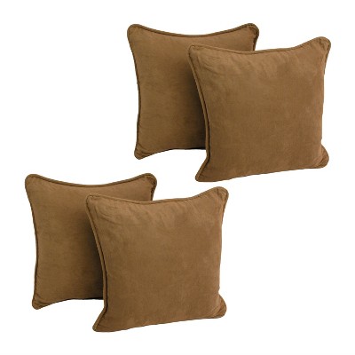 Northlight 17" Solid Umber Brown Plush Pipe Edged Square Throw Pillow ...