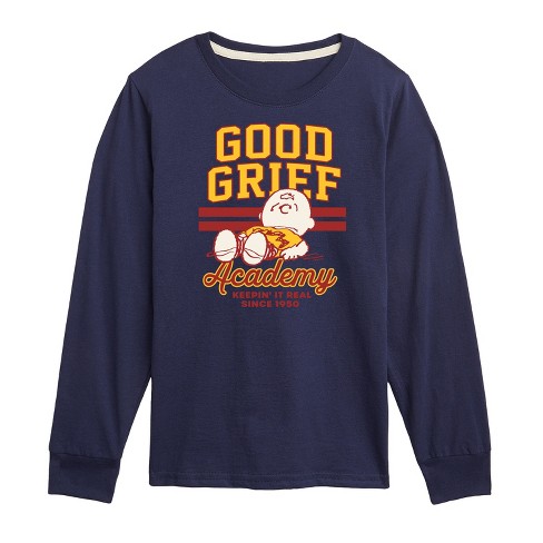 Peanuts Good Grief Academy Long Sleeve Graphic T-shirt - Navy - 4t : Target