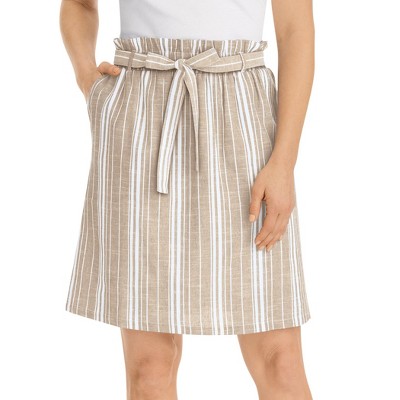 Collections Etc Striped Tie Waist Skort Xx-large Khaki Female : Target