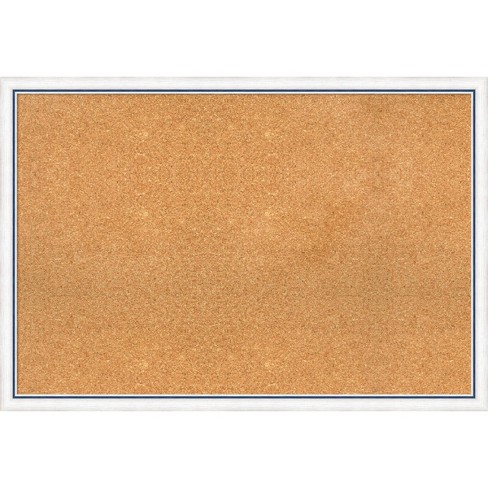 38"x26" Morgan Wood Frame Natural Cork Board White/blue - Amanti Art ...