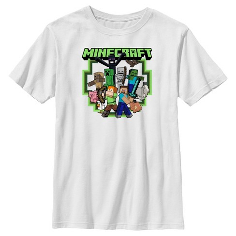 Boy's Minecraft Steve And Alex Group Shot T-shirt - White - Small : Target