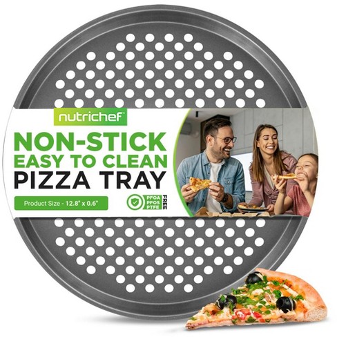 NutriChef Non-Stick Pizza Pan - Deluxe Nonstick Gray Coating Inside and ...
