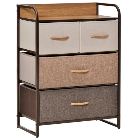 Homcom 4-drawer Dresser, 3-tier Storage Tower With Steel Frame For ...