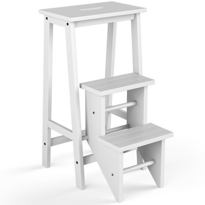 Costway 3 Tier Step Stool 3 In 1 Folding Ladder Bench Storage Shelf ...