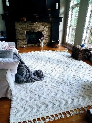 Nuloom Akia Lattice High/low Tassel Aea Rug, 4' X 6', Beige : Target