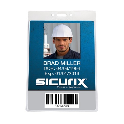 Sicurix Vinyl Badge Holder, Vertical, 4-1/2" X 6-3/4", Pack Of 100 : Target
