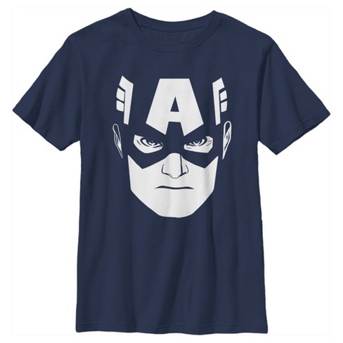 Boy's Marvel Cap Big Face T-shirt - Navy Blue - Small : Target