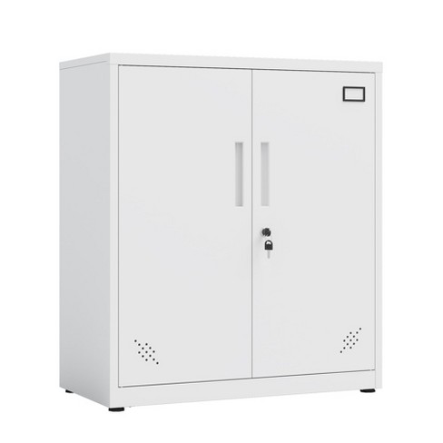 Locking Garage Cabinet Metal Storage Cabinet With 2 Doors, Steel ...