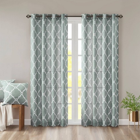 1pc 50"x108" Light Filtering Sereno Fretwork Print Curtain Panel Green ...