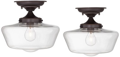 Regency Hill Schoolhouse Rustic Farmhouse Ceiling Light Semi Flush ...