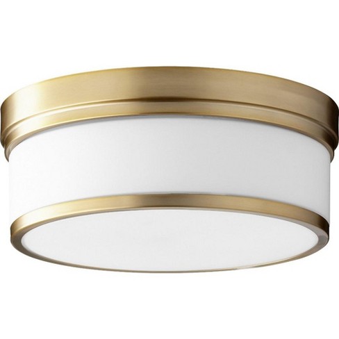 Quorum Lighting Celeste Glass Flush Mount, 3 Lights, Aged Brass, 14 ...