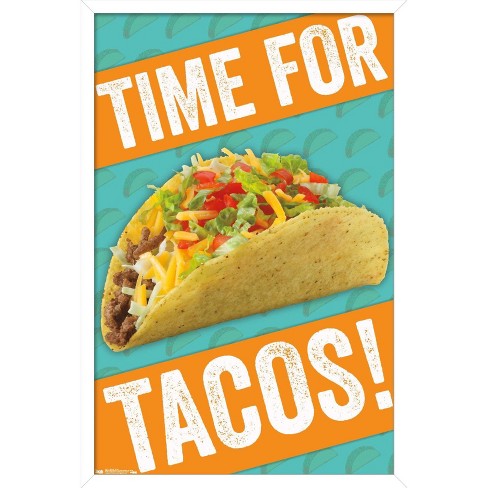 Trends International Time For Tacos! Framed Wall Poster Prints White ...