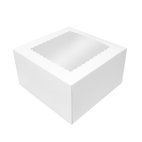 O'creme White Cardboard Cake Box With Scalloped Window, 10" X 10" X 5 ...