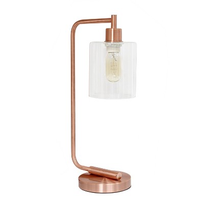 Modern Iron Desk Lamp With Usb Port And Glass Shade Rose Gold - Lalia ...
