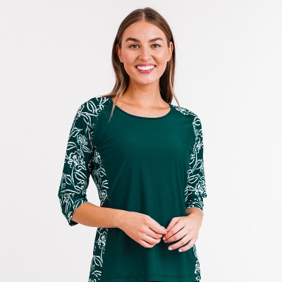 Calypsa Women's Loose Fit 3/4 Sleeve Rash Guard Upf 50+ Margaux Swim ...