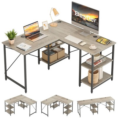 Bestier 55 Inch Two Person L-shaped Computer Desk : Target