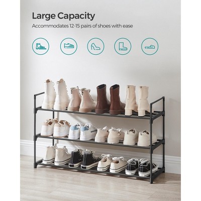 3-Tier Metal Shoe Rack Organizer, Stackable Shoe Shelf Holds 12-15 ...