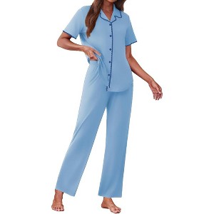 Ekouaer Women's Pajama Sets Button Down Loungewear Short Sleeve ...