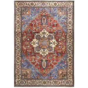 HomeRoots 8' X 10' Blue And Orange Floral Medallion Area Rug : Target