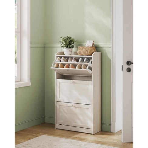 Vasagle Shoe Cabinet With 3 Flip Drawers, Shoe Storage Cabinet ...