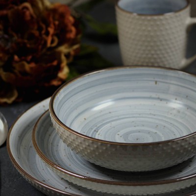 16pc Stoneware Cloud Dinnerware Set Blue - Elama: Splatter Pattern ...