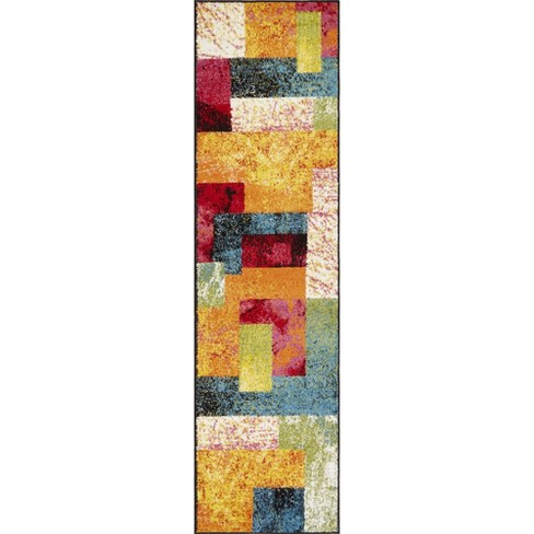 Home Dynamix Splash Mondrian Contemporary Geometric Runner Area Rug ...
